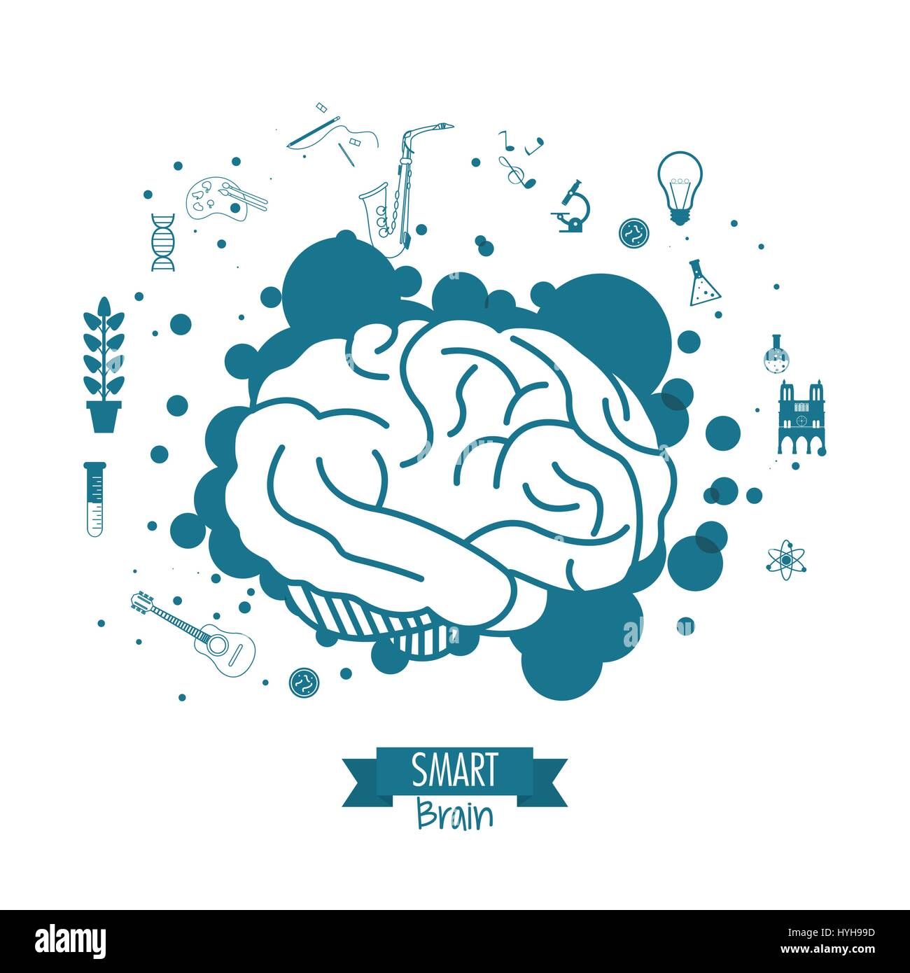 Brain design. Mind concept. White background , editable vector Stock ...
