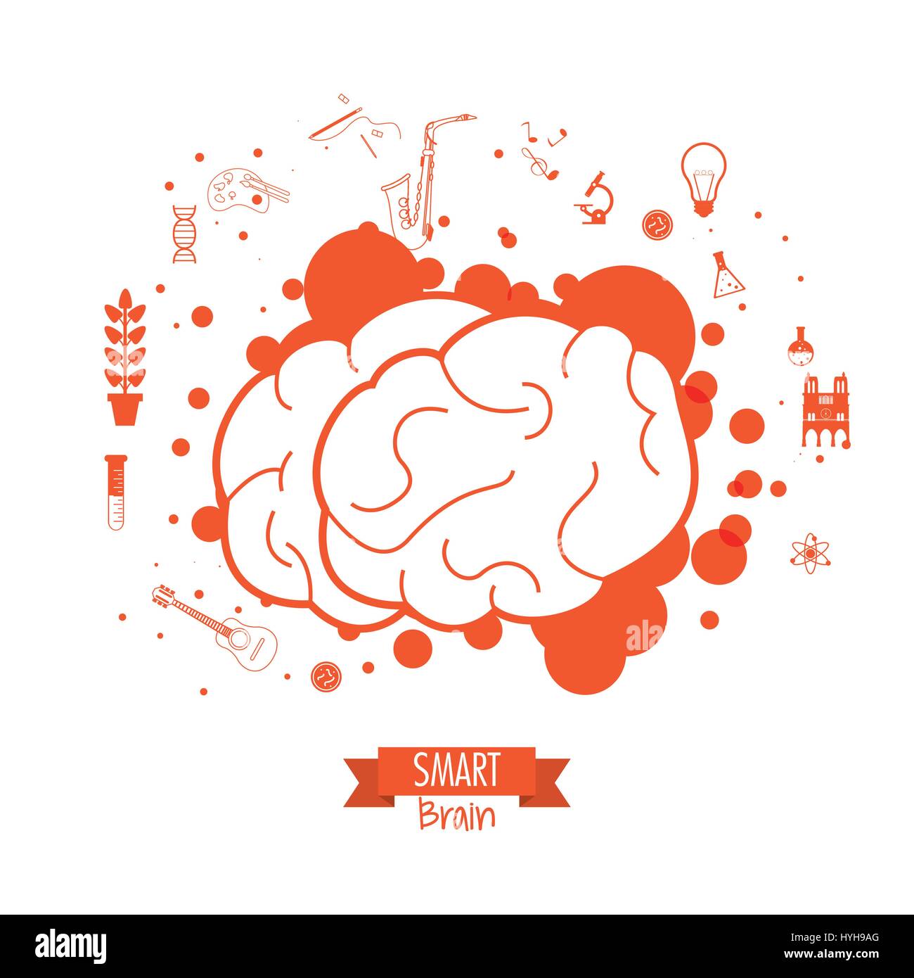 Brain design. Mind concept. White background , editable vector Stock ...