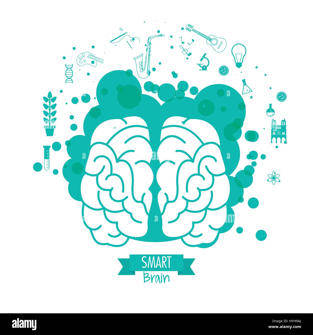Brain design. Mind concept. White background , editable vector Stock ...