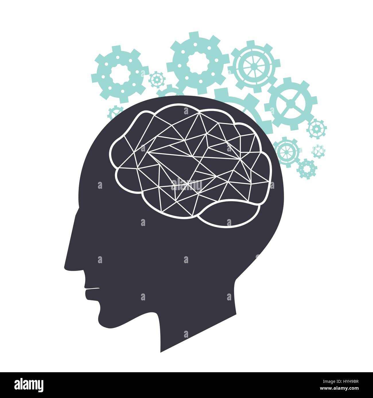 Brain design. Mind concept. White background , editable vector Stock ...