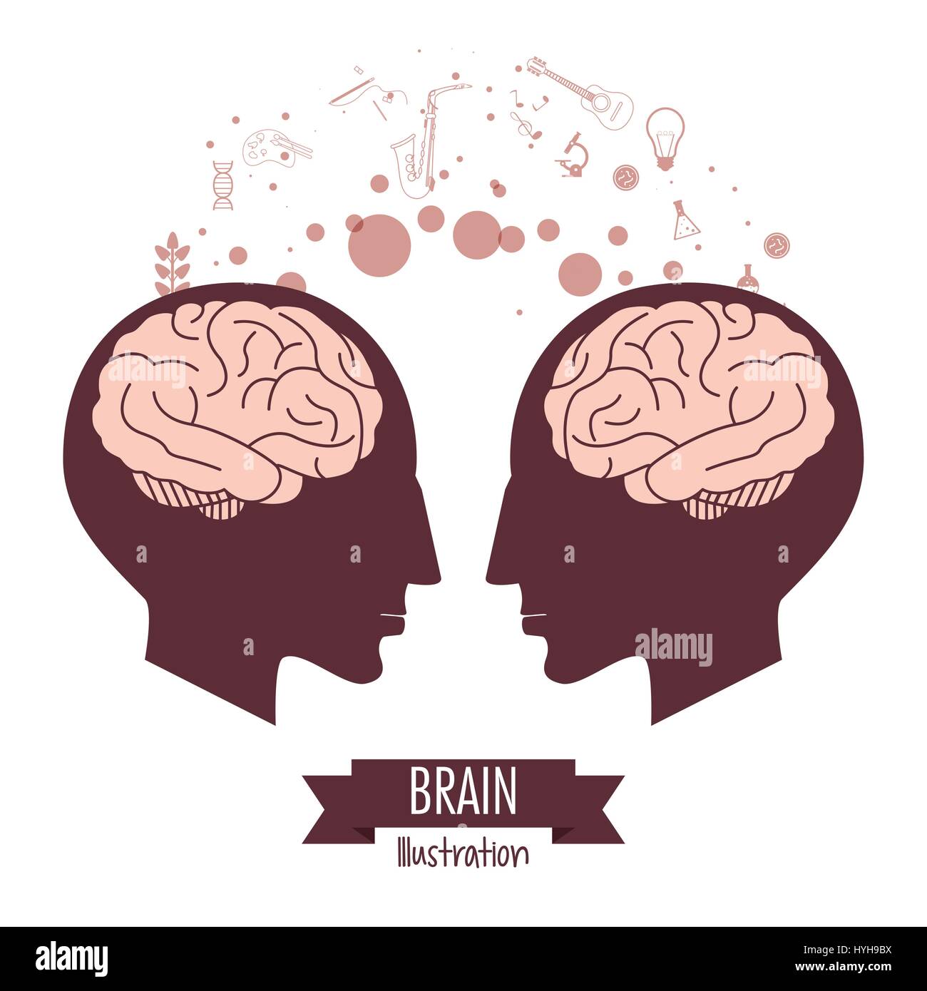 Brain design. Mind concept. White background , editable vector Stock ...