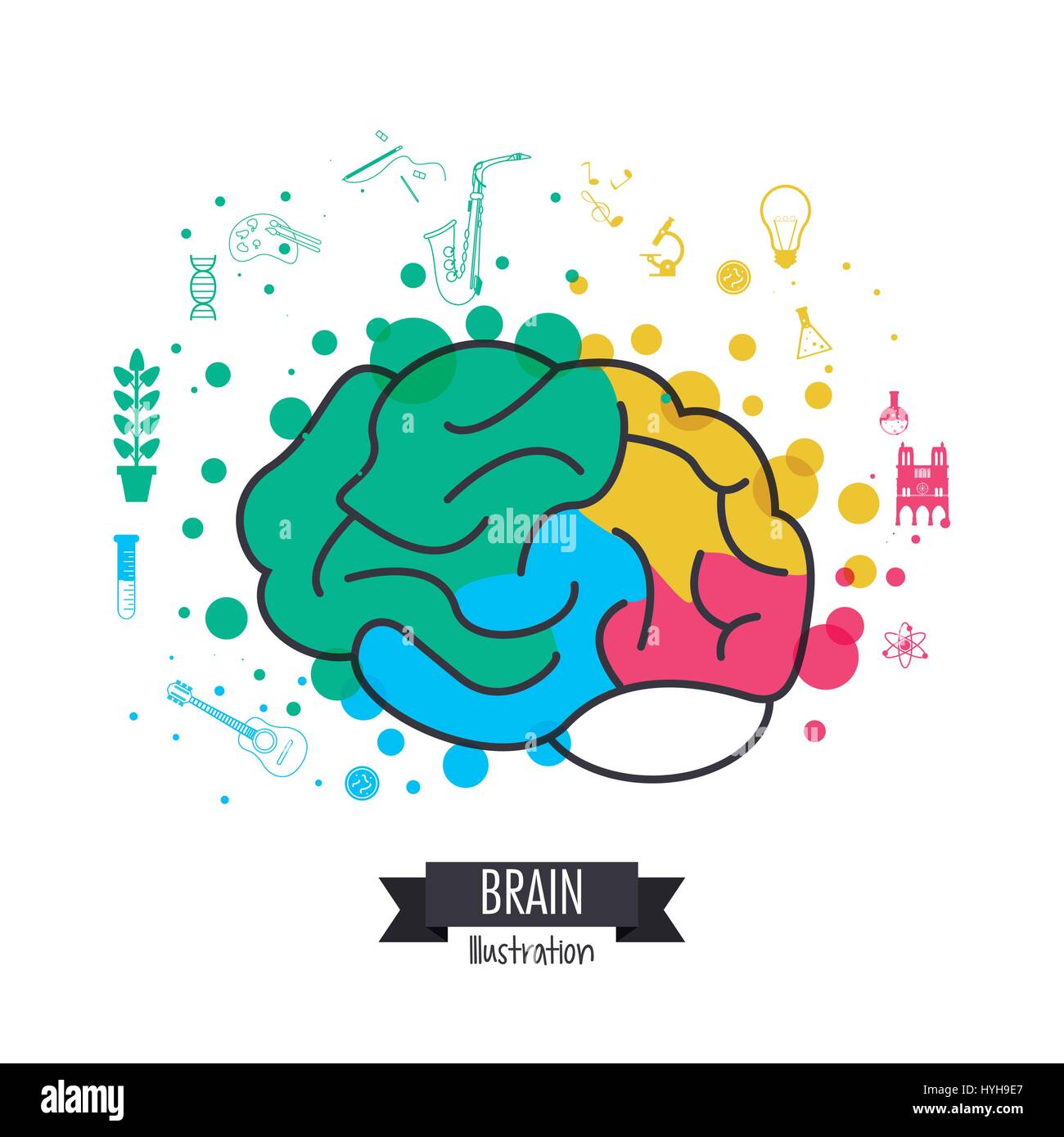 Brain design. Mind concept. White background , editable vector Stock ...