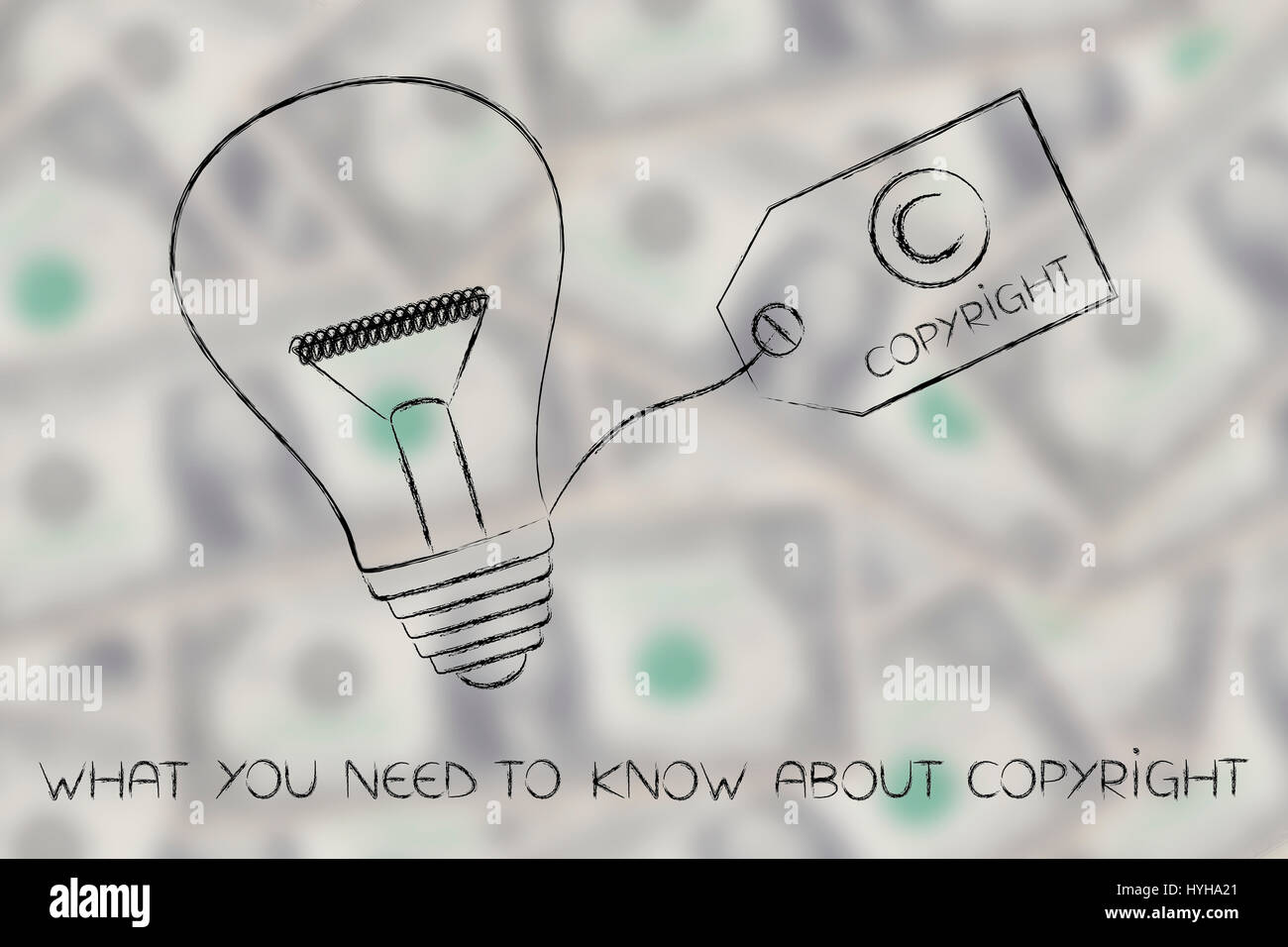 idea lightbulb with copyright tag, concept of intellectual property and ...