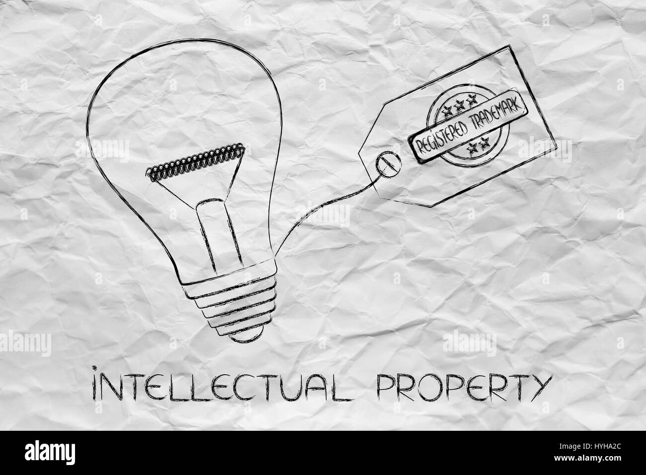 idea lightbulb with trademark tag, concept of intellectual property and ...