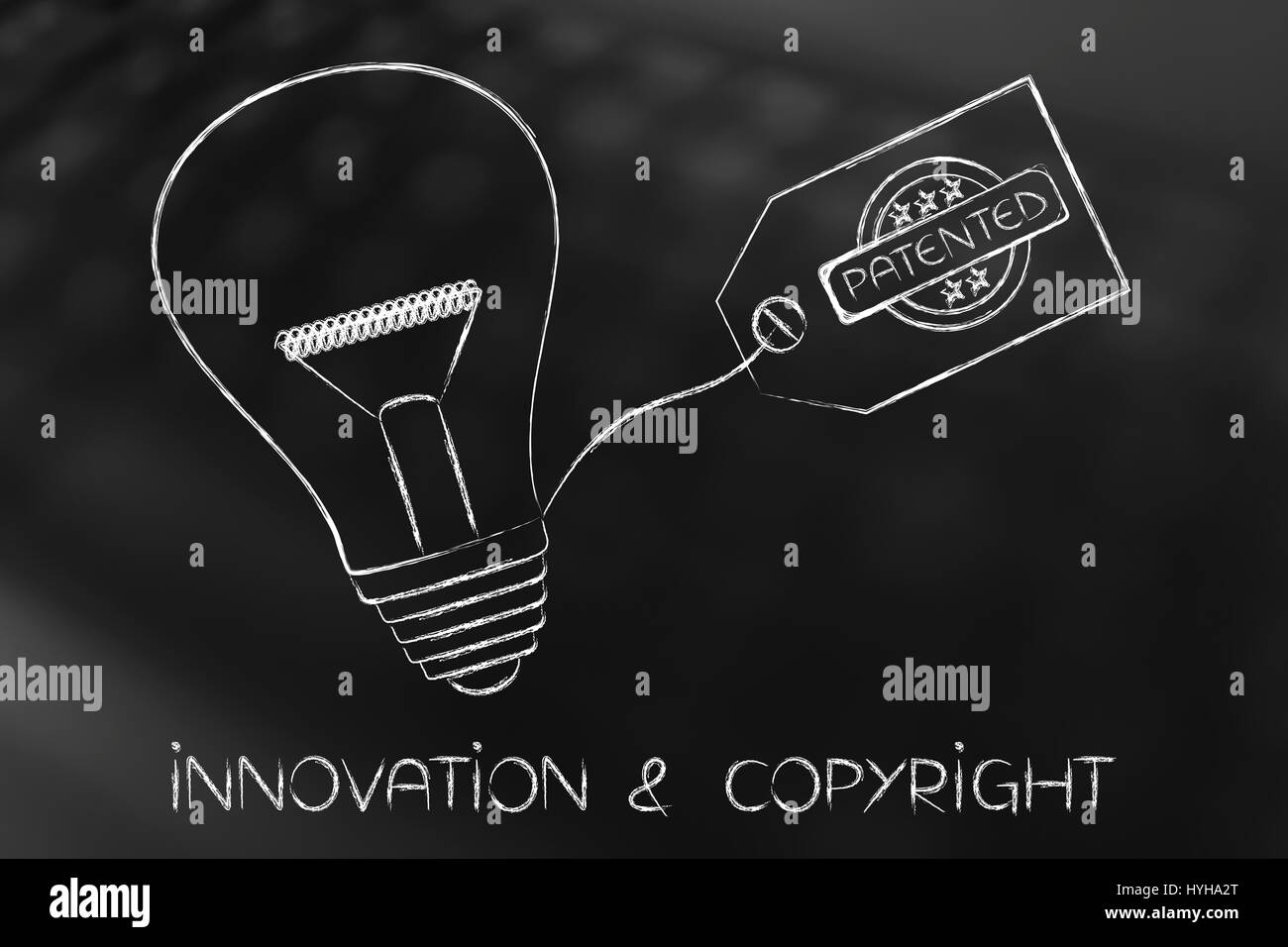 idea lightbulb with patented tag, concept of intellectual property and ...