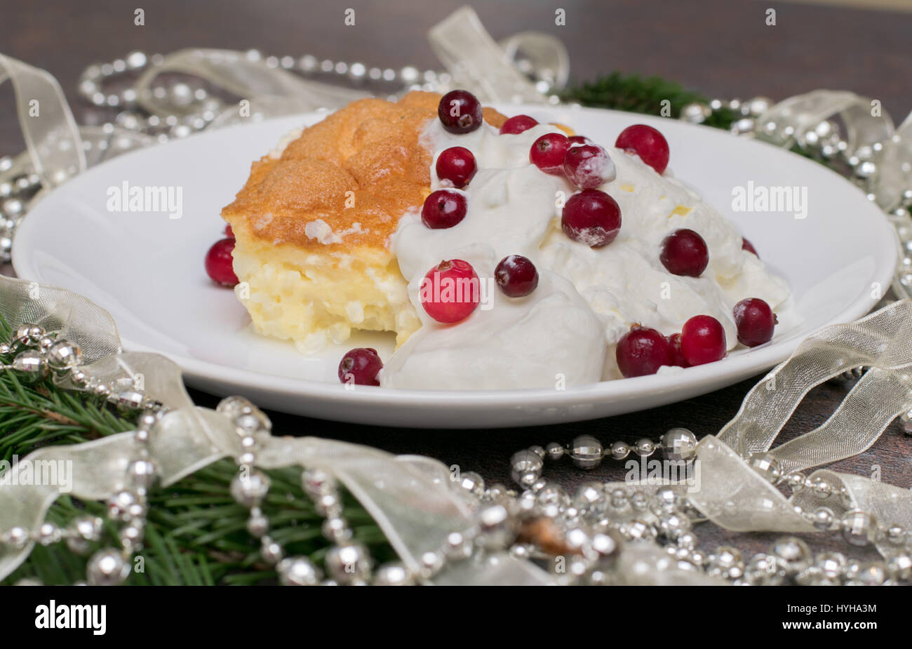 udding with decorations Stock Photo - Alamy
