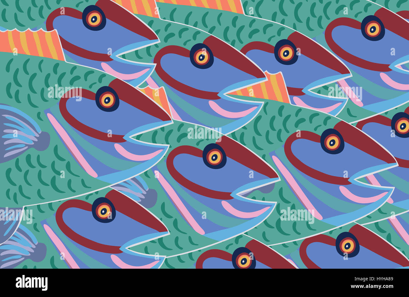 Blue fish. An illustration about swimming in the same direction Stock ...