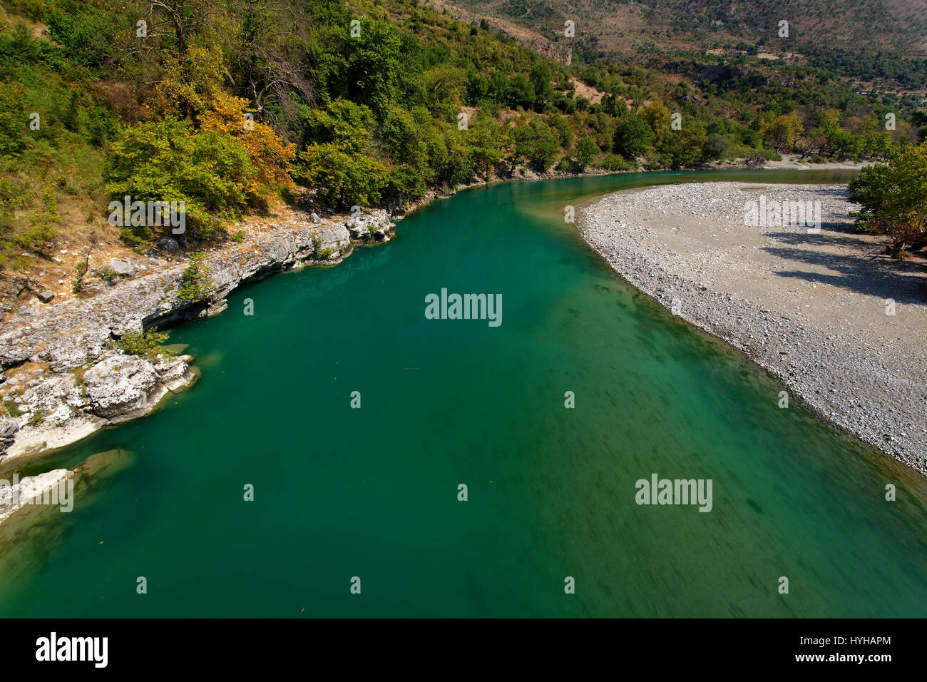 The valley of the Vjosa River in Albania Stock Photo - Alamy