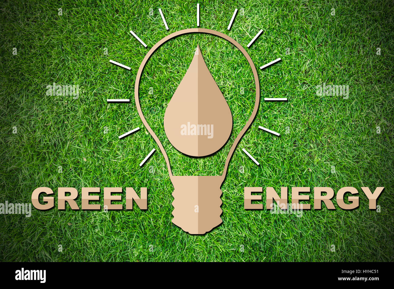 Paper cut of eco on green grass background Stock Photo - Alamy
