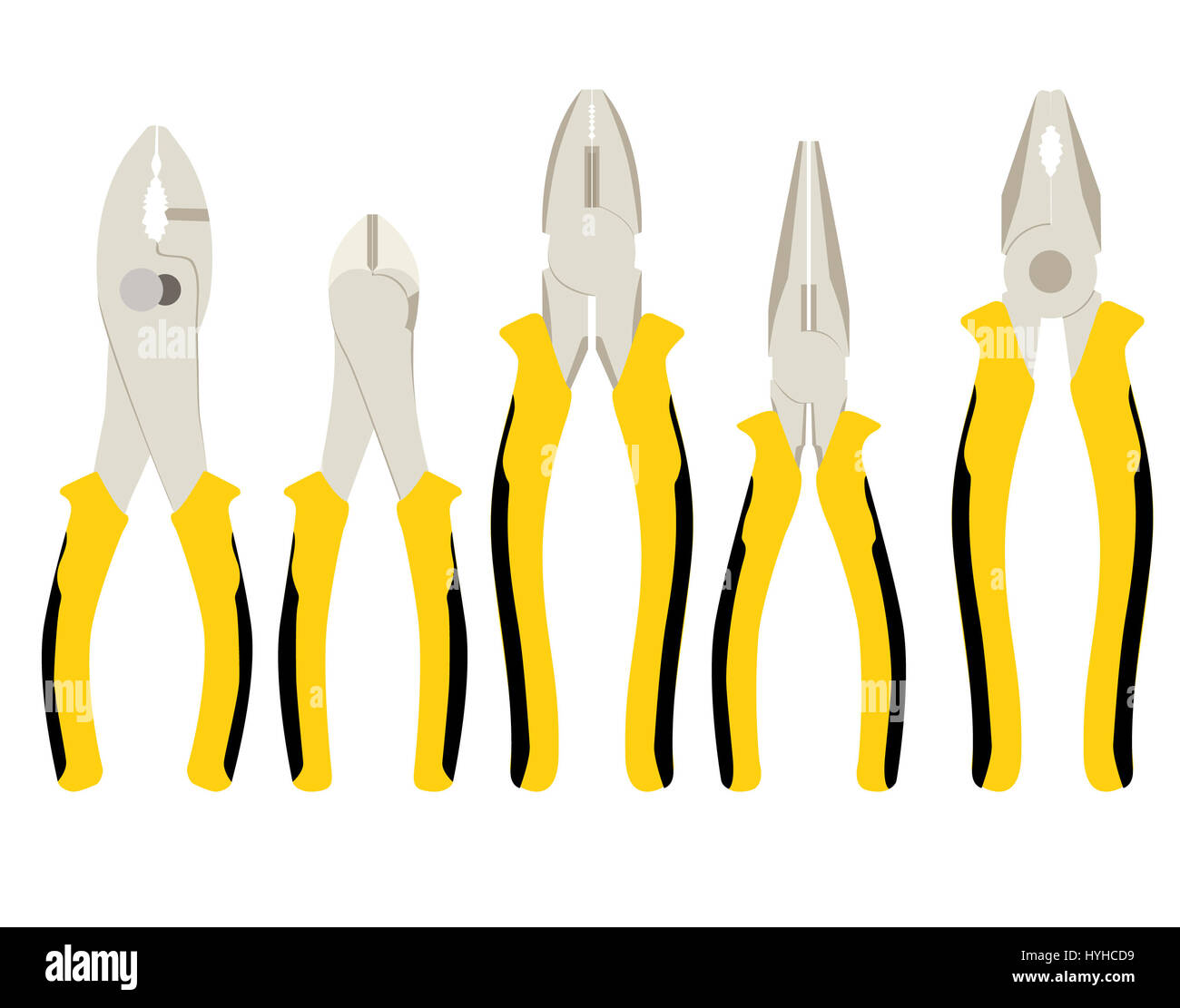 Set of different action of pliers and side cutters Stock Photo - Alamy