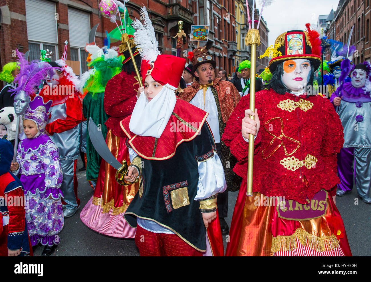 BINCHE , BELGIUM - FEB 26 : Participants in the Binche Carnival in ...