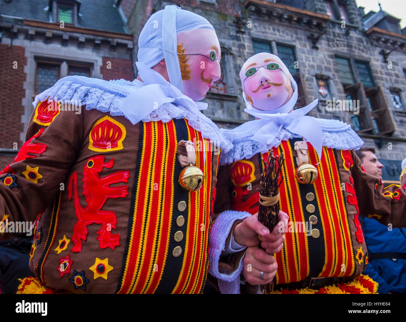BINCHE , BELGIUM - FEB 26 : Participants in the Binche Carnival in ...