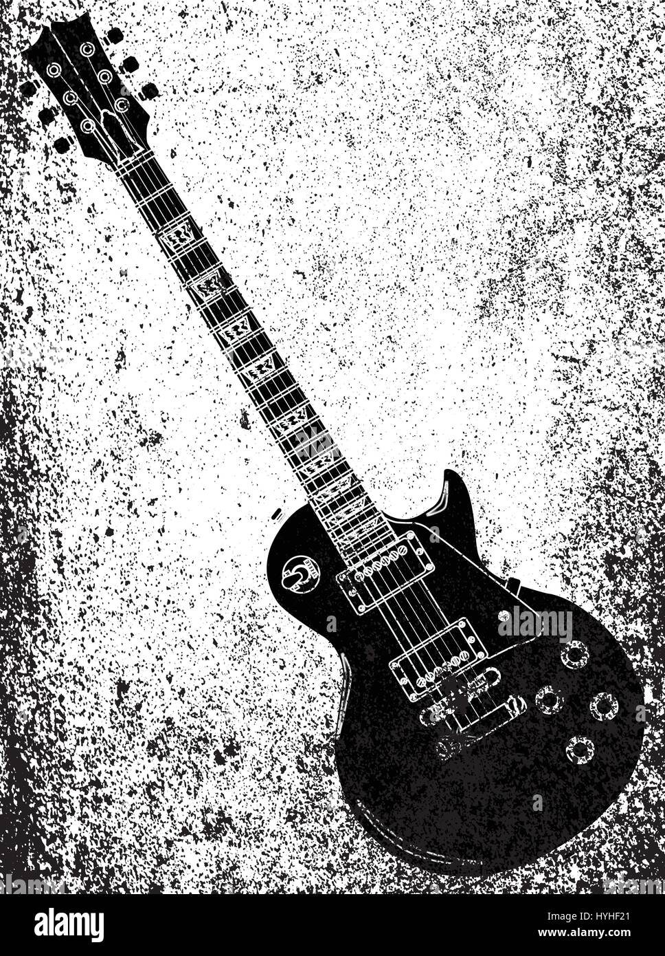 A definitive rock and roll guitar in black isolated over a white and ...