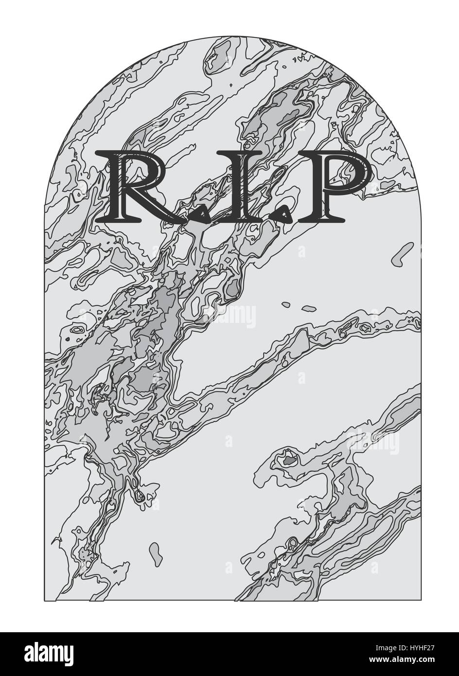 A typical gravestone with the inscription RIP over a white background ...