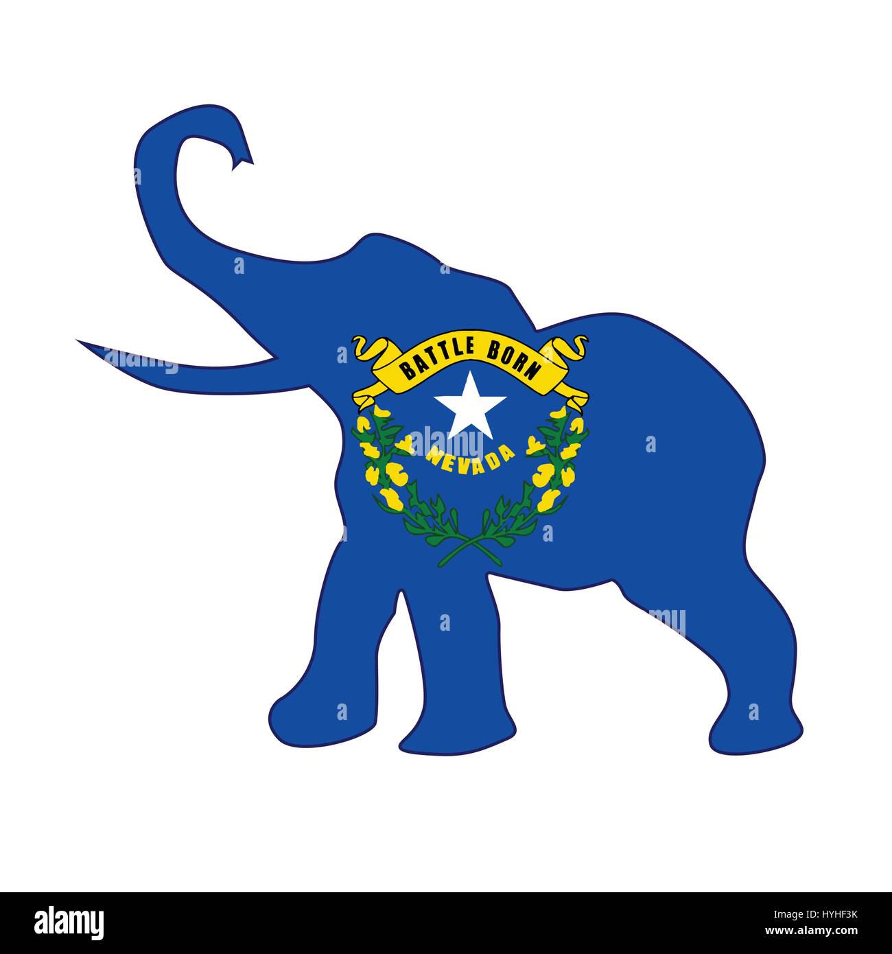 The Nevada Republican elephant flag over a white background Stock ...