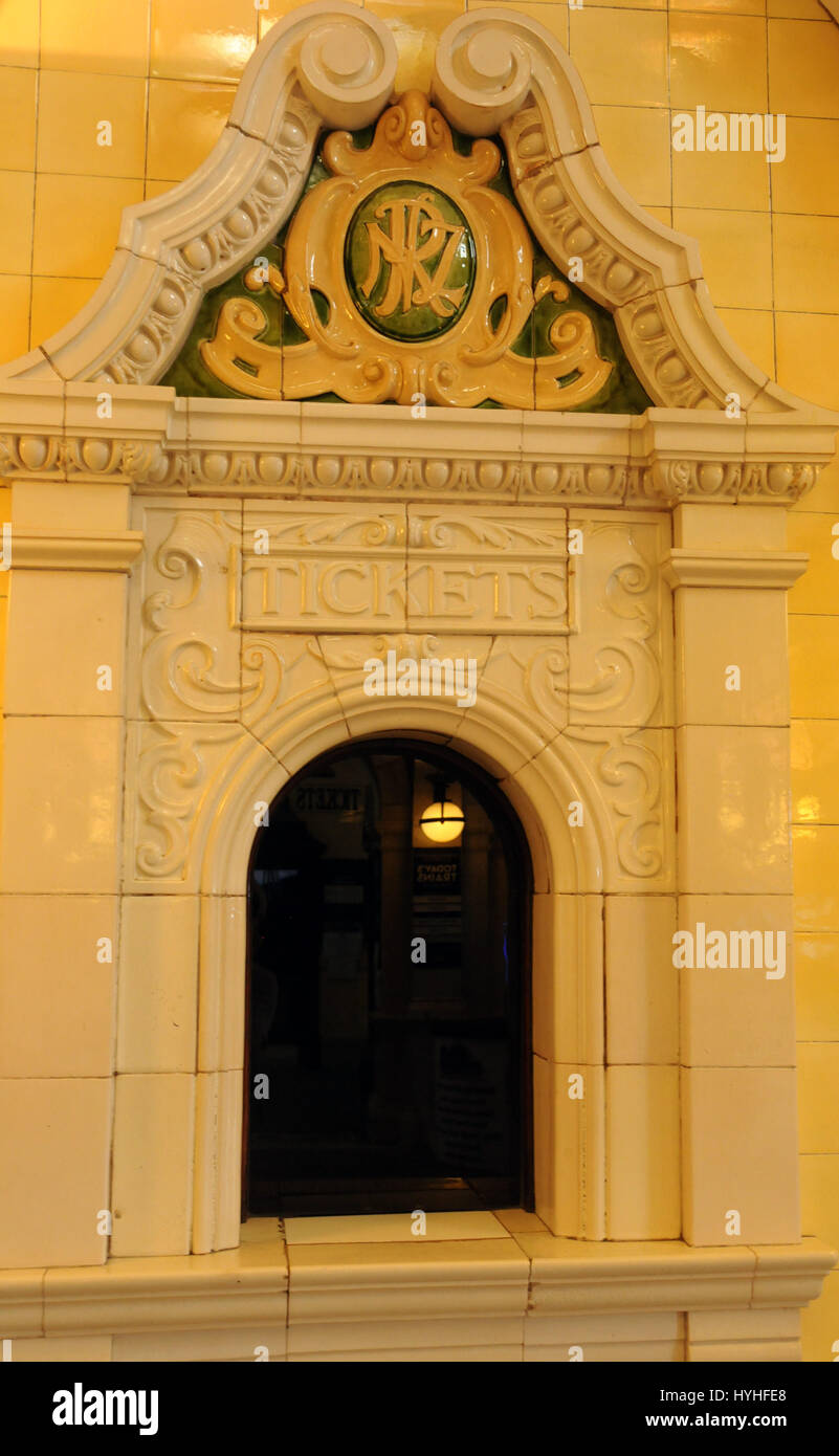 A ticket window at Dunedin Station on New Zealands South Island. The ... A ticket window at Dunedin Station on New Zealands South Island. The ...