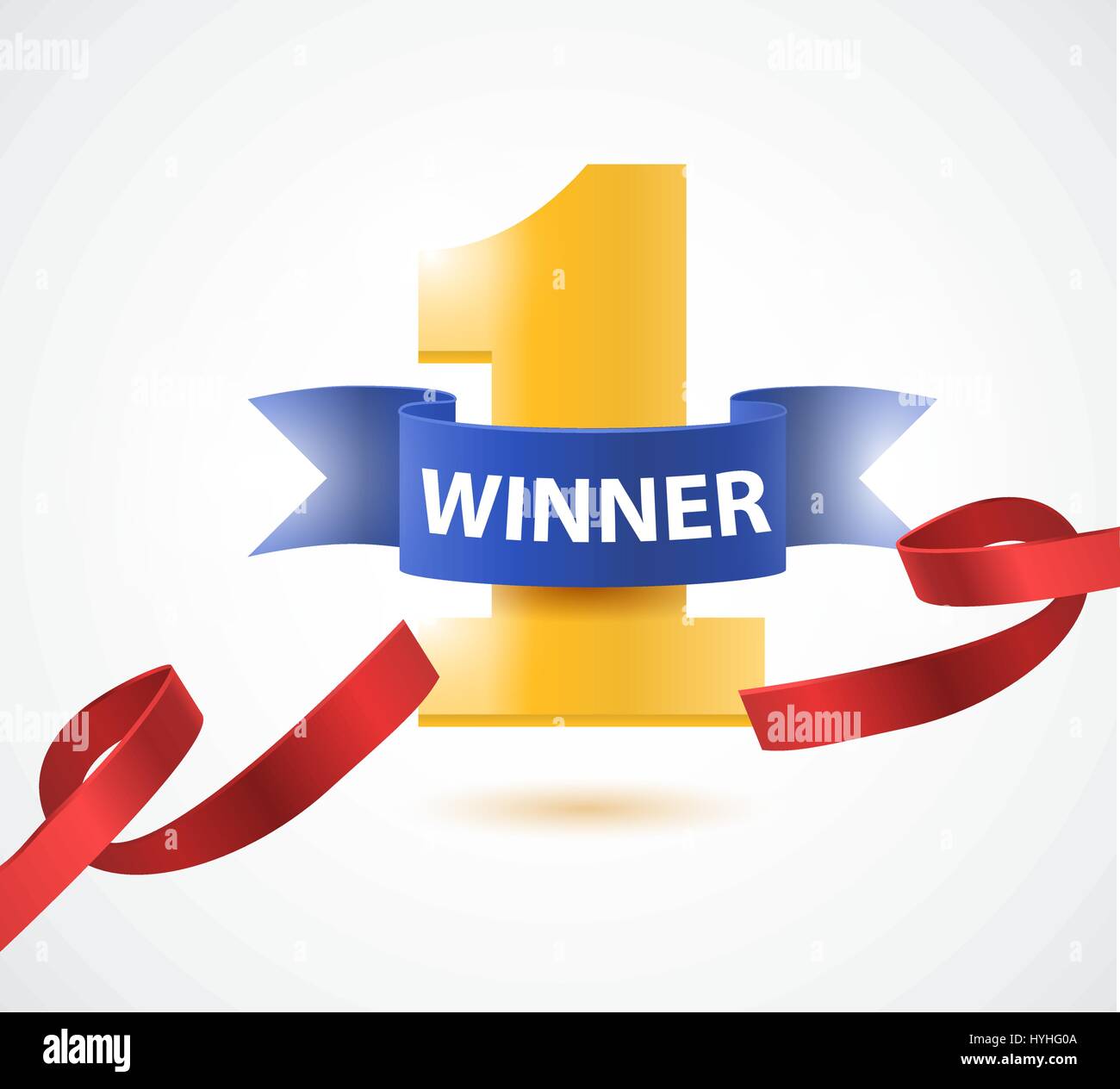 Winner, number one background with red ribbon, olive branch and ...