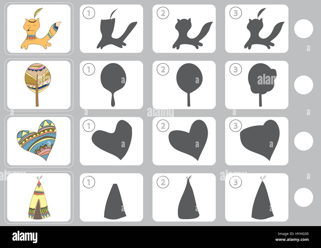 Match Shadow Puzzle Worksheet Kids Stock Photos & Match Shadow Puzzle ...