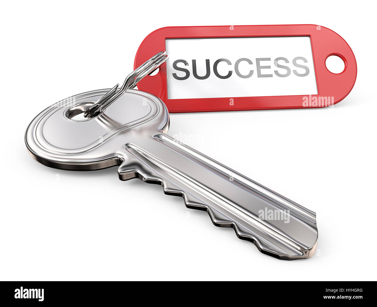 Modern Steel Key and red plastic Tag label with the text SUCCESS. 3D ...