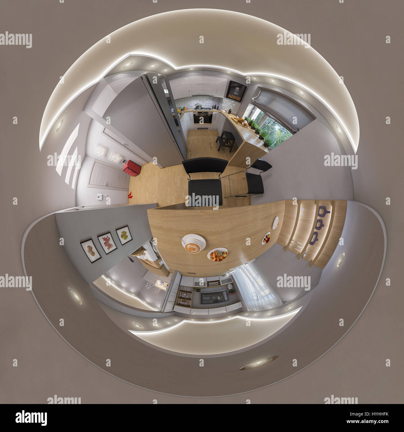 3d render 360 panorama living hi-res stock photography and images - Alamy