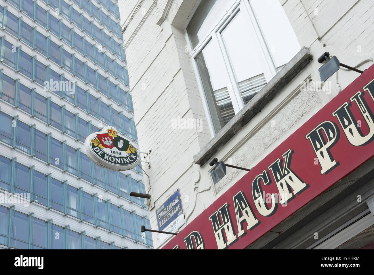Past and present. Buildings in Brussels downtown Stock Photo - Alamy