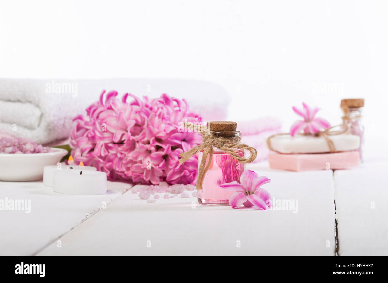 Spa background in the range of pink and white Stock Photo - Alamy