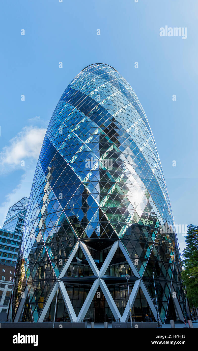 London's Gherkin Building, named so because of its shape Stock Photo ...