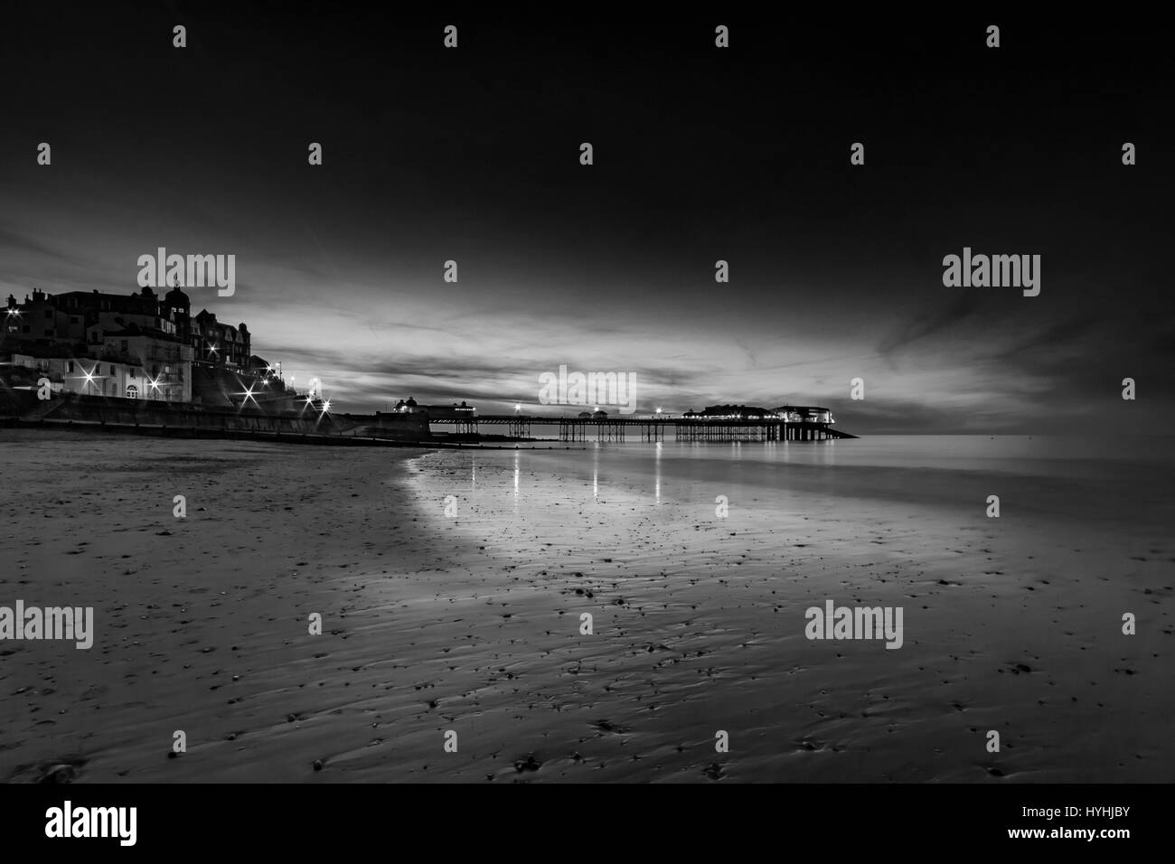 Evening view of Cromer Pier and beach in Norfolk after sunset ...