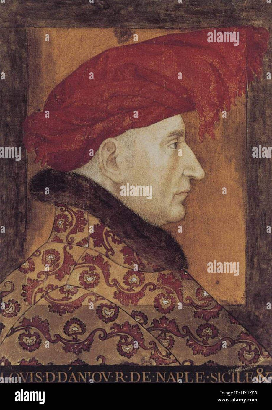 This portrait depicts Louis II, Duke of Anjou, created by an unknown ...