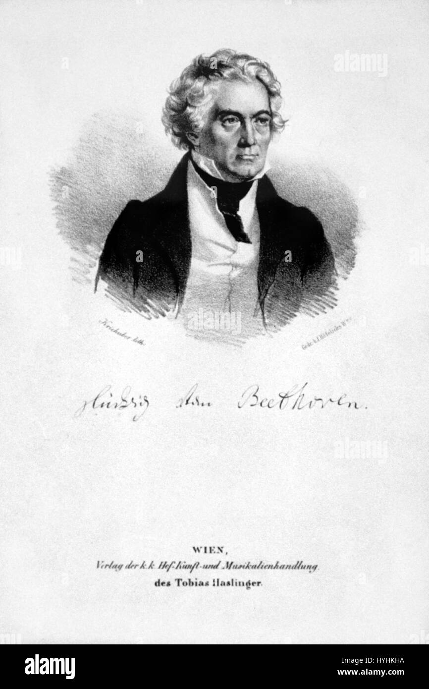 This lithograph of Ludwig van Beethoven, dated 1828, is a ...