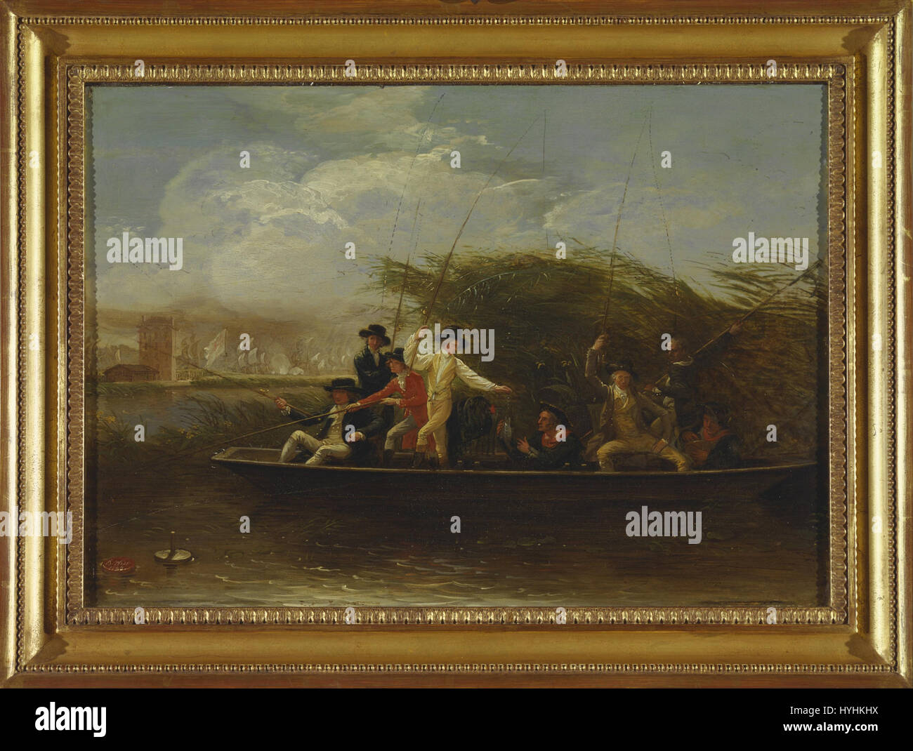 'Gentlemen Fishing' by Benjamin West is a painting that depicts a ...