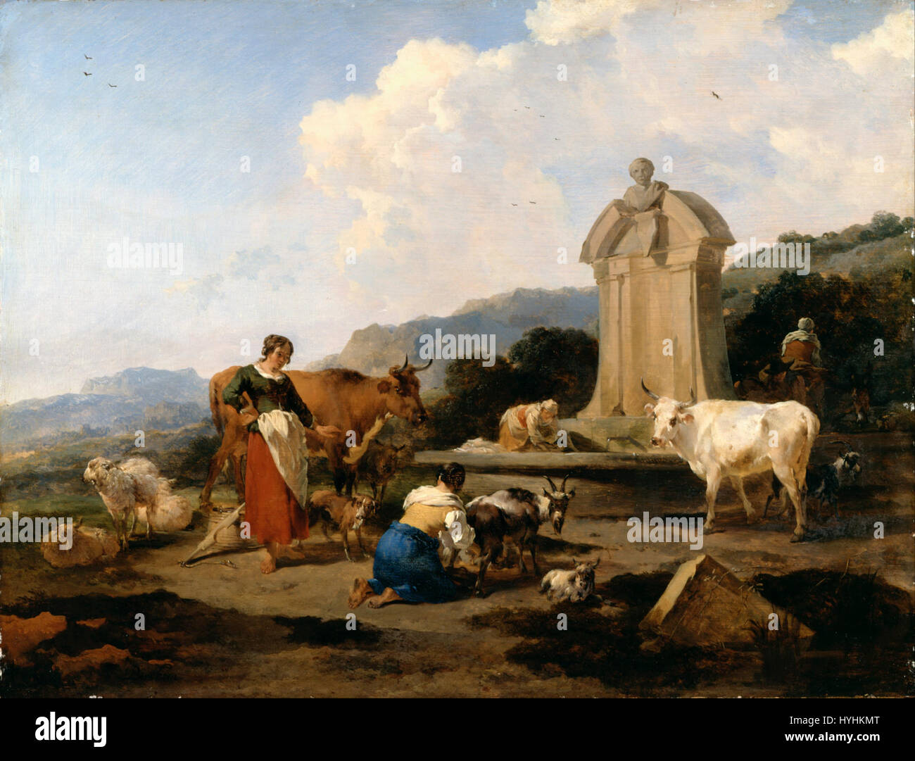Nicolaes Pietersz Berchem's 'Roman Fountain with Cattle and Figures' is ...