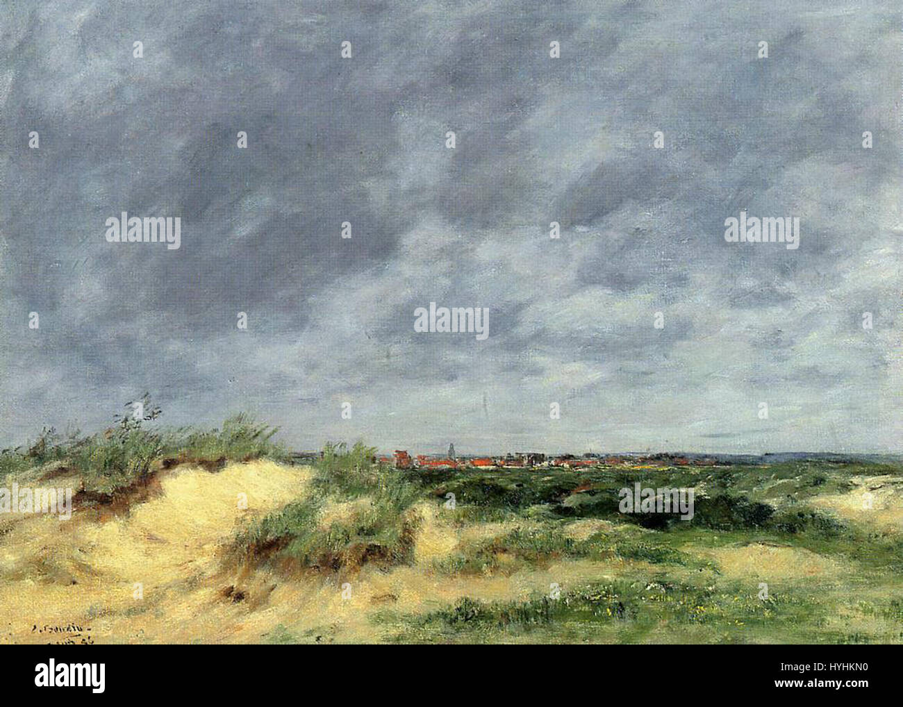 Boudin's 'Berck dunes' depicts a coastal landscape with rolling dunes ...