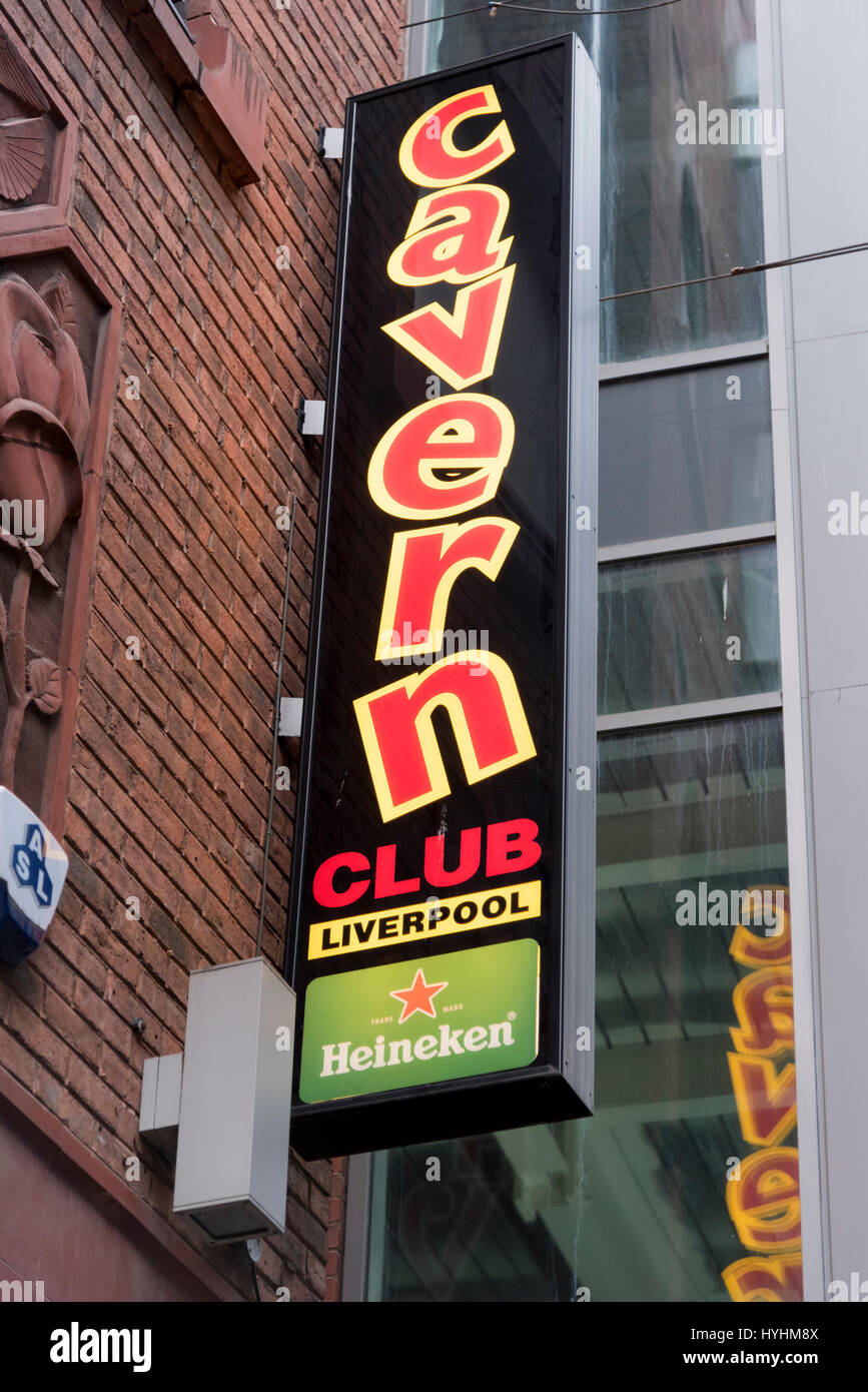 The Cavern sign in Mathew street Liverpool the birthplace of the ...