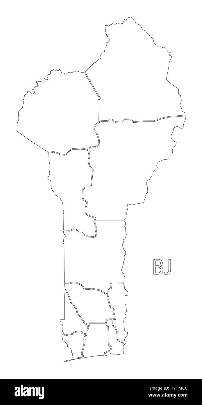 Benin outline silhouette map illustration with departments Stock Vector ... Benin outline silhouette map illustration with departments Stock Vector ...