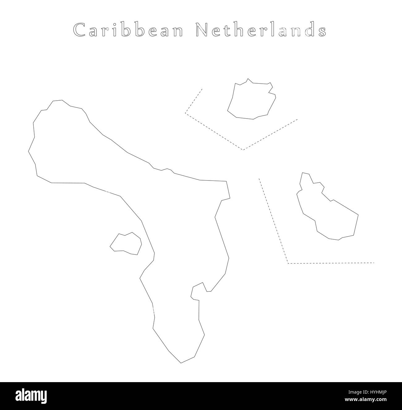Caribbean Netherlands outline silhouette map illustration Stock Vector ...