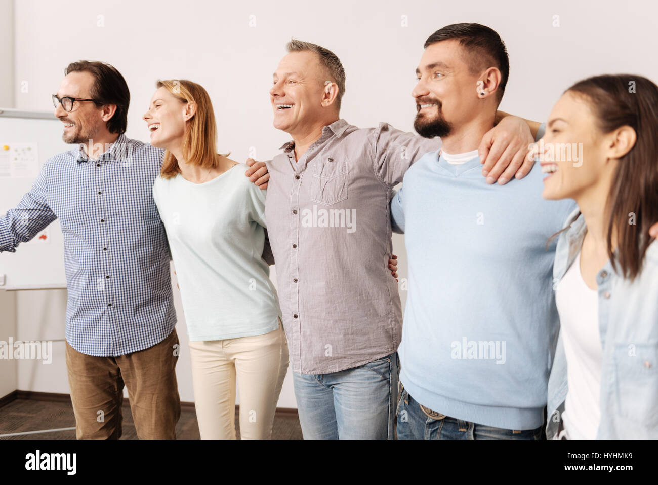 Profile photo of happy workers posing in file Stock Photo - Alamy