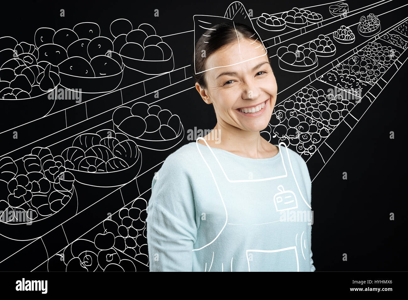 Portrait positive woman bakery hi-res stock photography and images - Alamy