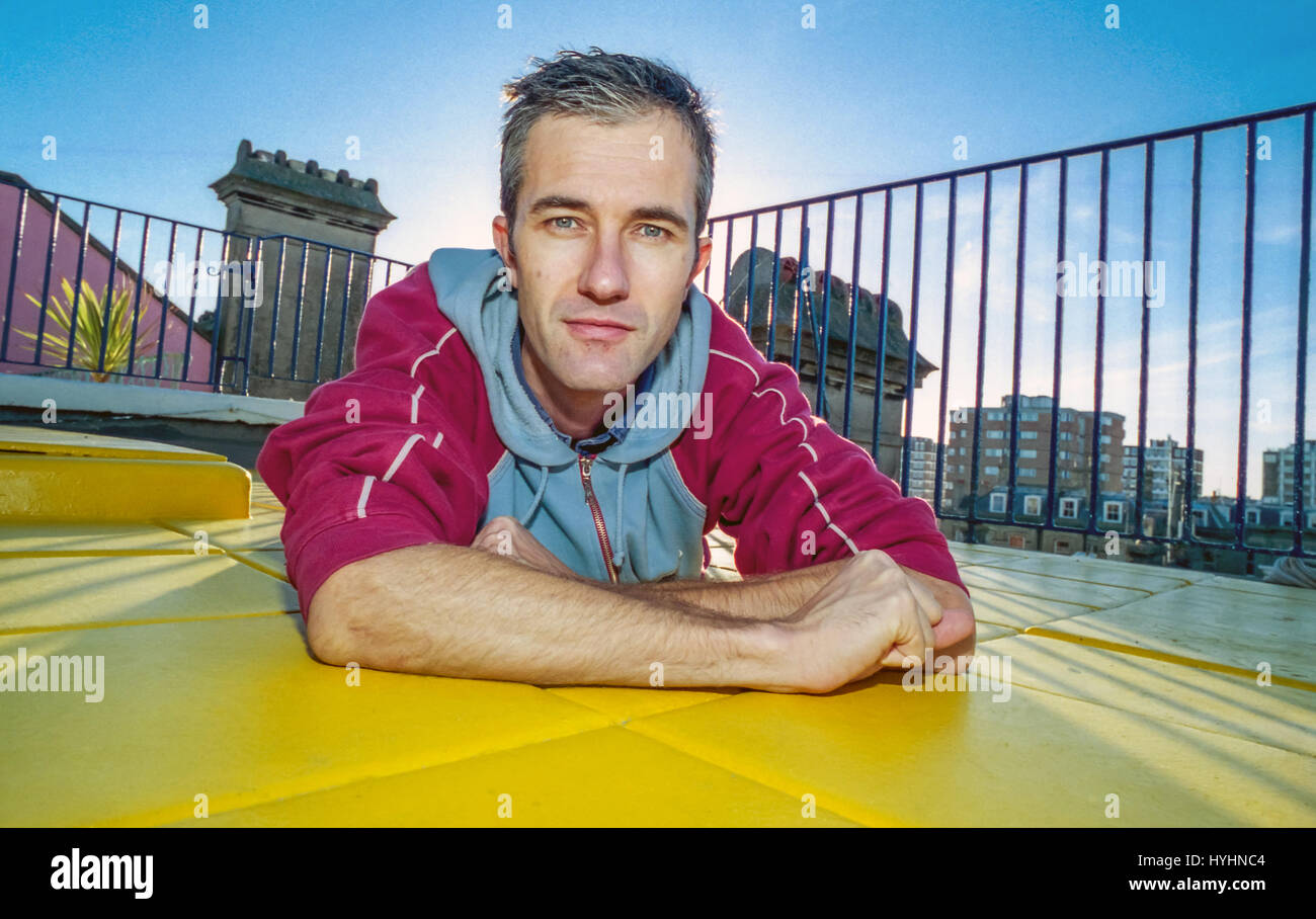Writer Geoff Dyer at home in Hove in 1999 Stock Photo - Alamy