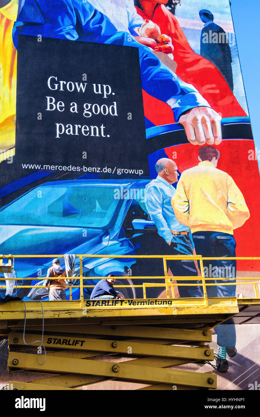 Giant mural Mercedes Benz advertisement in Mitte Berlin. Advertising ...