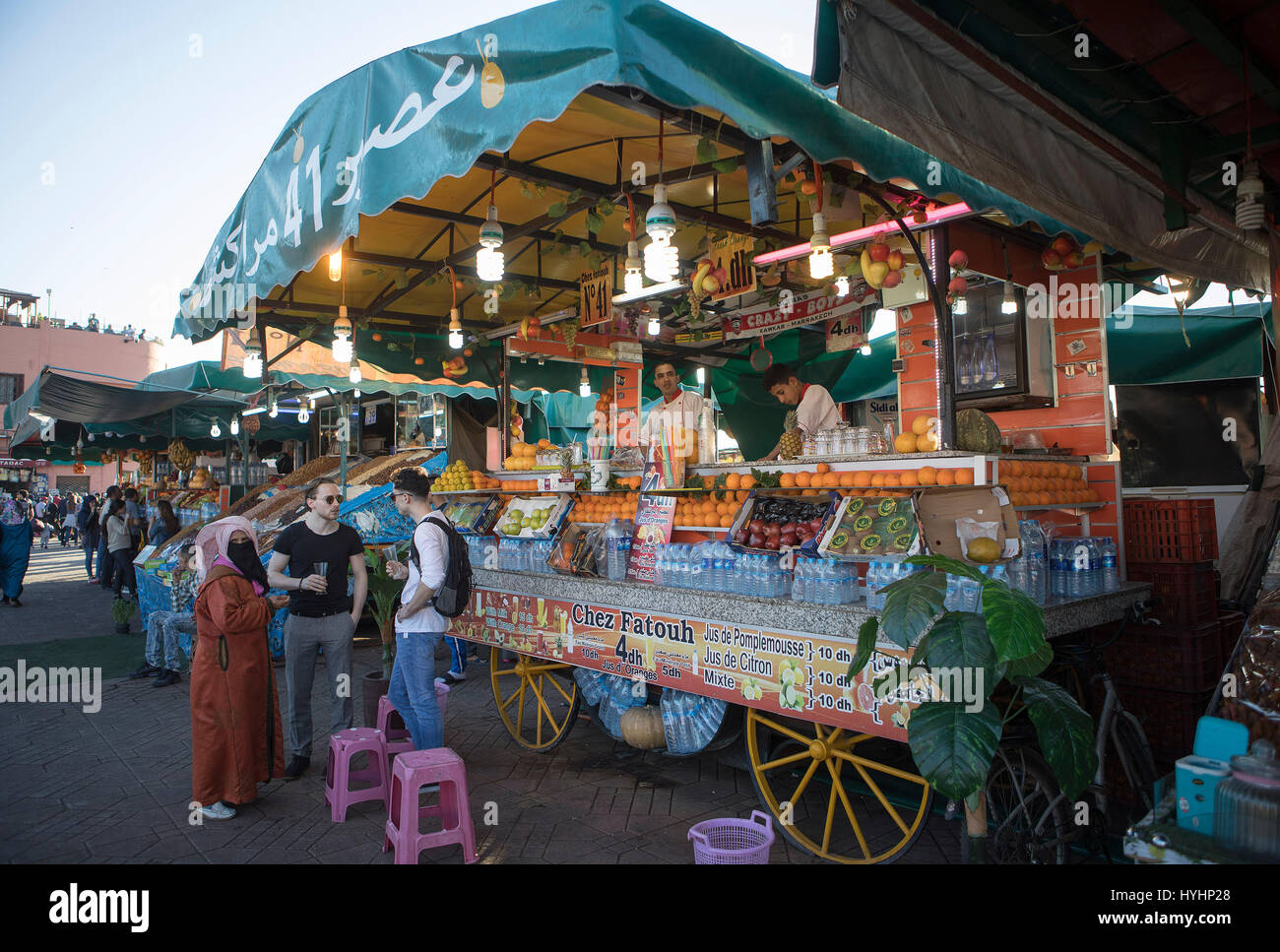 Marrakesh,Morocco: orange juice stand at Djemaa el Fna Stock Photo - Alamy