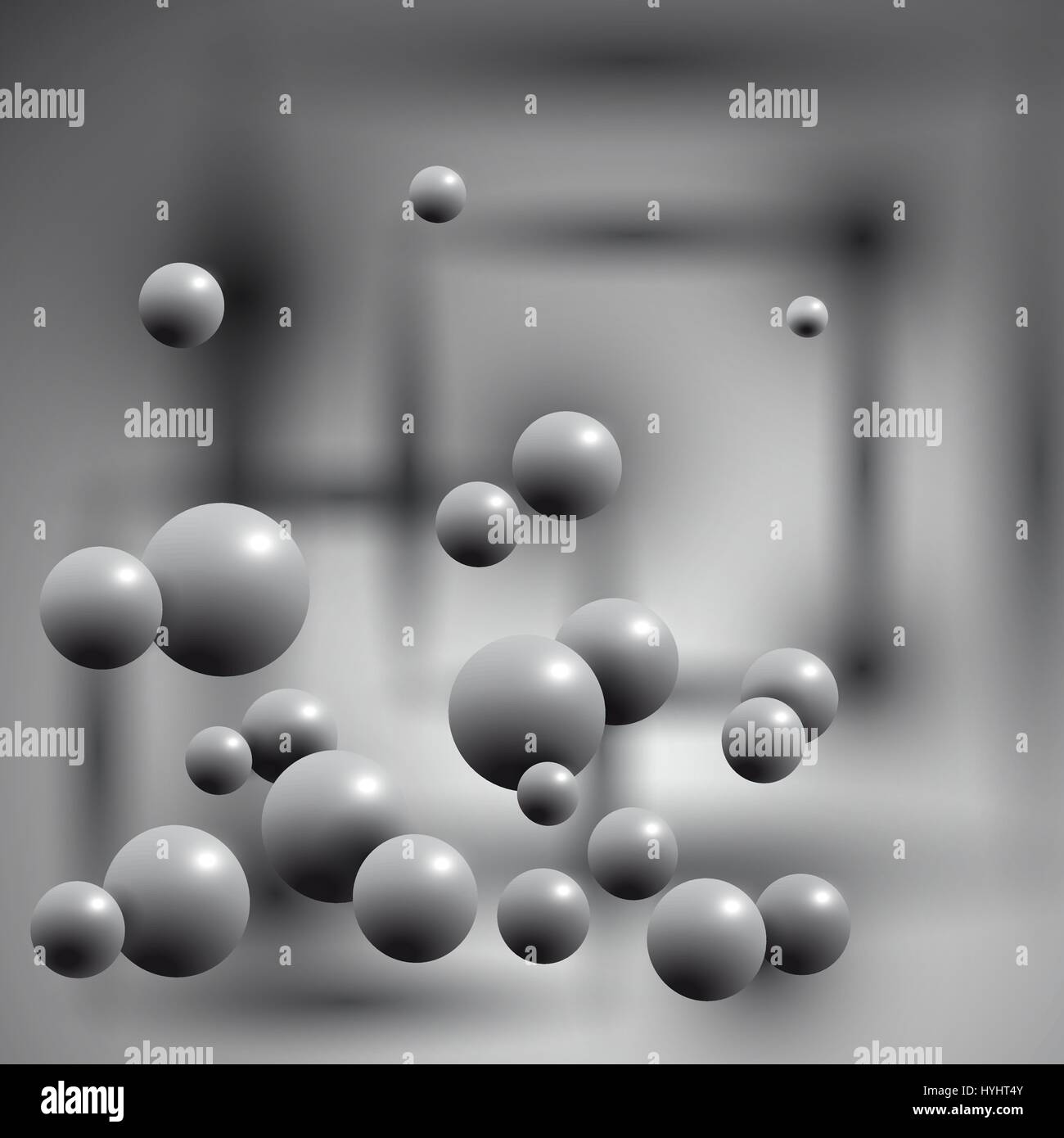 Gray balls in the air on abstract background. Vector illustration Stock ...