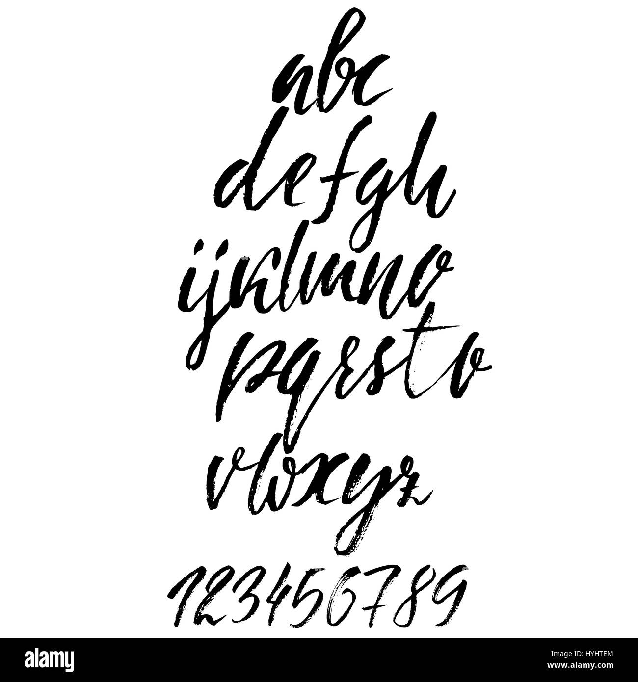 Hand drawn font. Modern dry brush lettering. Elegant alphabet. Vector ...