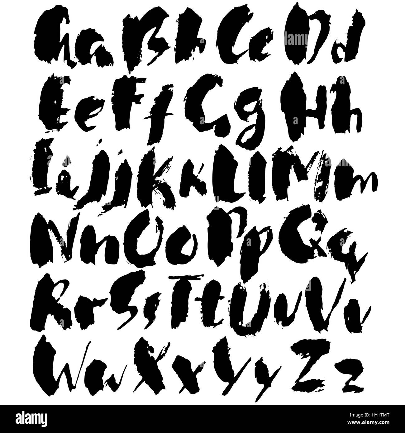 Hand drawn dry brush font. Modern brush lettering. Grunge style ...