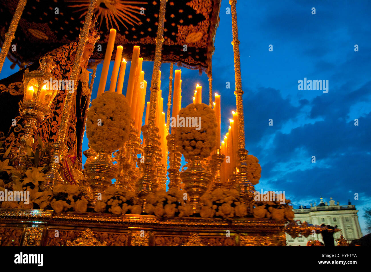 Virgin Mary in a Holy Week procession. Oriente Square, Madrid, Spain ...