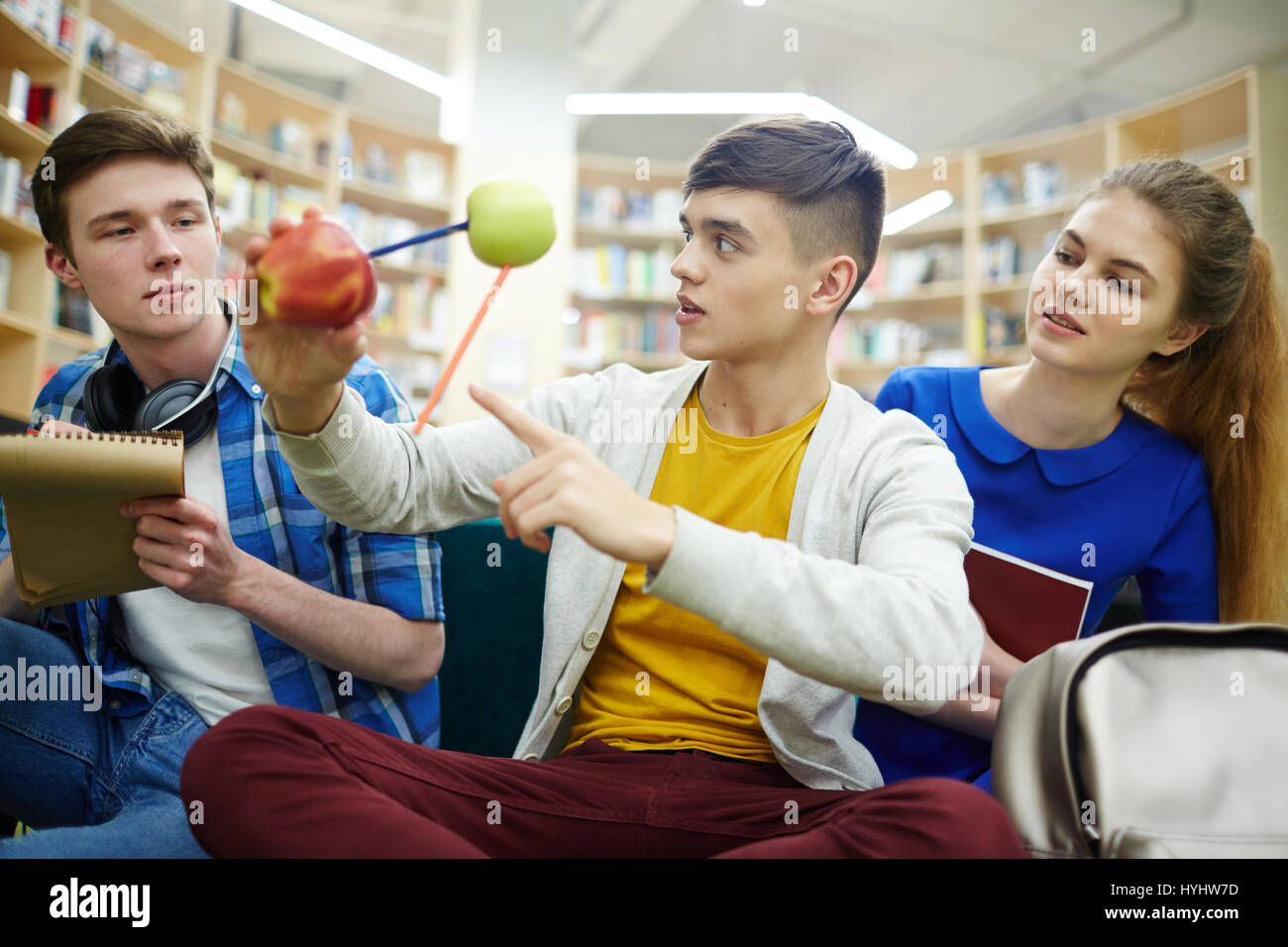 Study Group in College Library Stock Photo - Alamy
