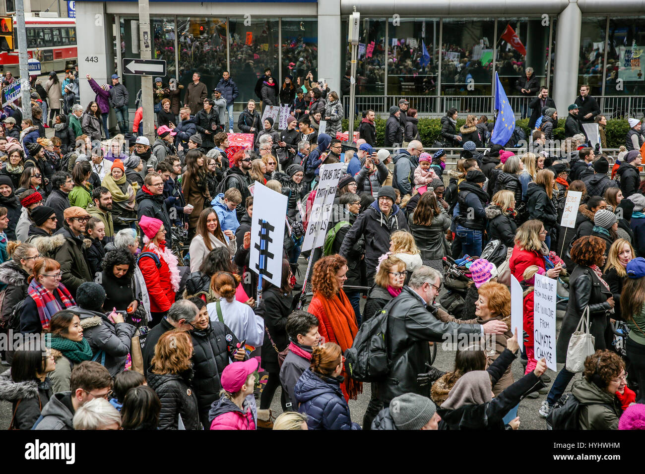 TORONTO, CANADA - January 21st, 2017: Toronto Women's March. A protest ...