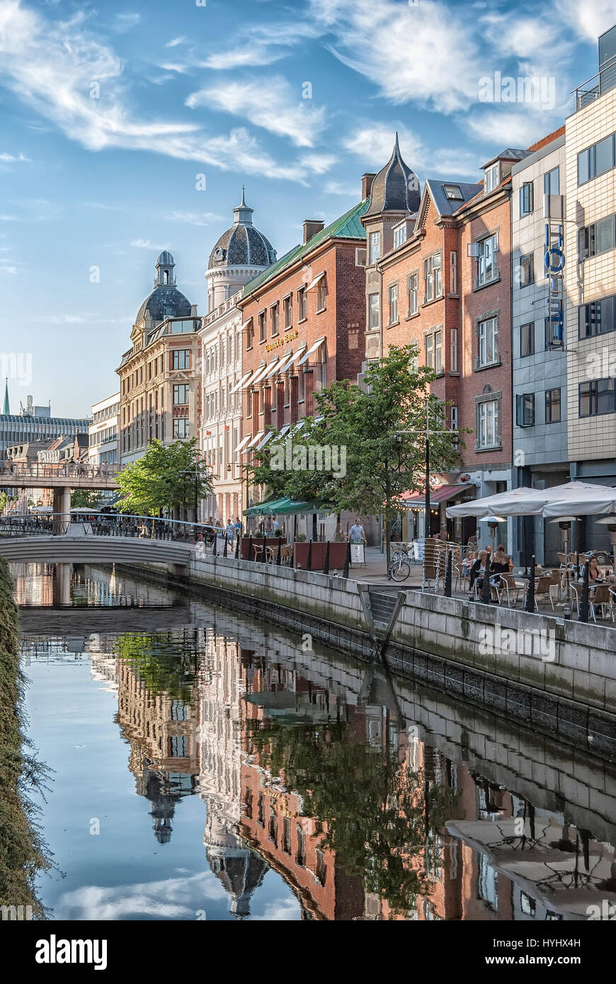 AARHUS, DENMARK - AUGUST 07, 2009: Canal scene from the Danish city of ...