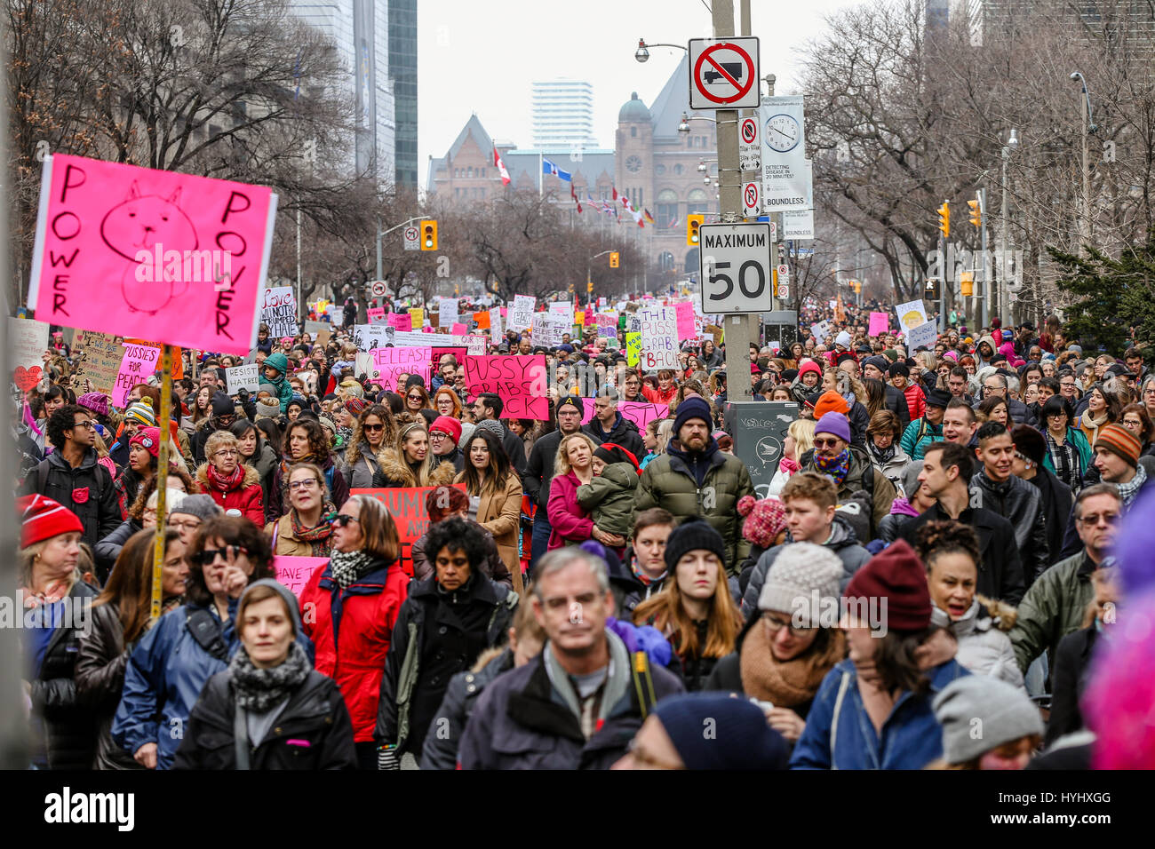 TORONTO, CANADA - January 21st, 2017: Toronto Women's March. A protest ...