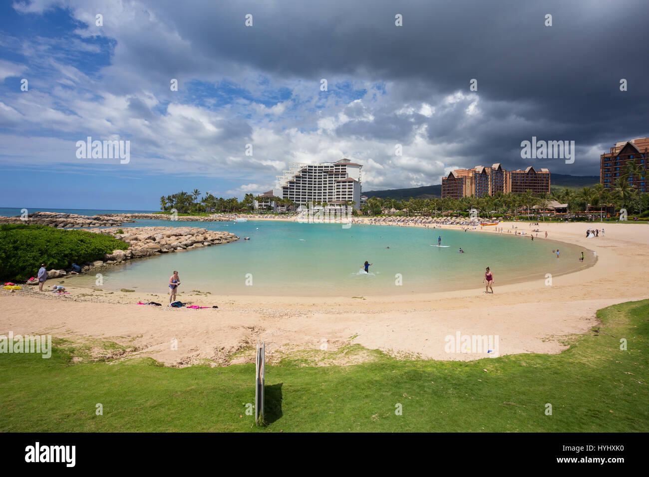 KO'OLINA, OAHU, HAWAII - FEBRUARY 26, 2017: Busy weekend day for the ...